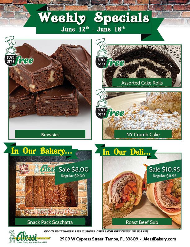 Weekly Specials - Alessi Bakery