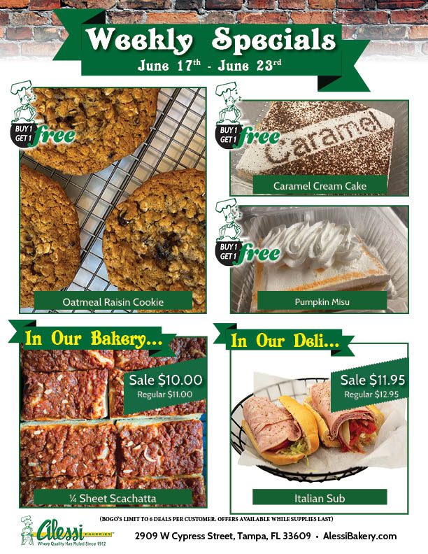 Weekly Specials - Alessi Bakery